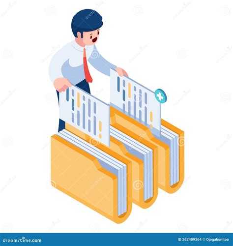 Isometric Businessman Manage Files And Folders Stock Vector Illustration Of Data Copy 262409364