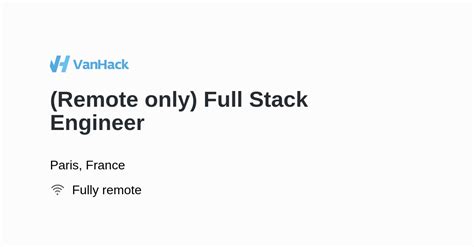 Remote Only Full Stack Engineer Vanhack