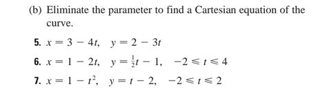solved b ﻿eliminate the parameter to find a cartesian