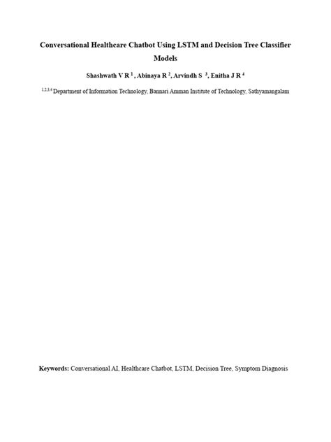 Stellarsconversational Healthcare Chatbot Using Lstm And Decision Tree Classifier Models Pdf