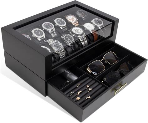 Kamier High End Watch Box For Men 12 Slot Wooden Watch Case With