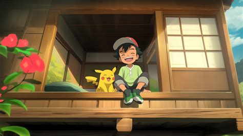Ash And Pikachu Laughing 5k Wallpaper