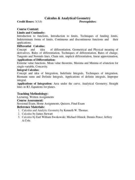 Calculus And Analytic Geometry Pdf Teaching Methods And Materials