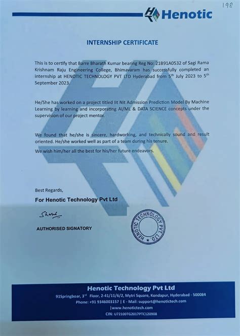 Internship Ai Machinelearning Datascience Techinnovation