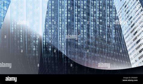 Composition Of Binary Coding Over Modern Office Buildings Background