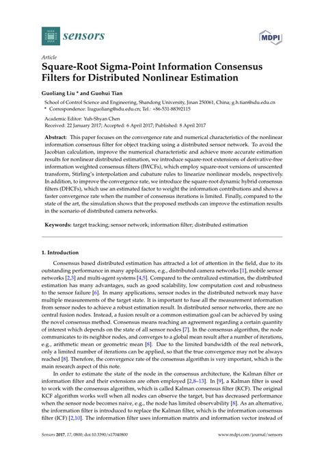 Pdf Square Root Sigma Point Information Consensus Filters For