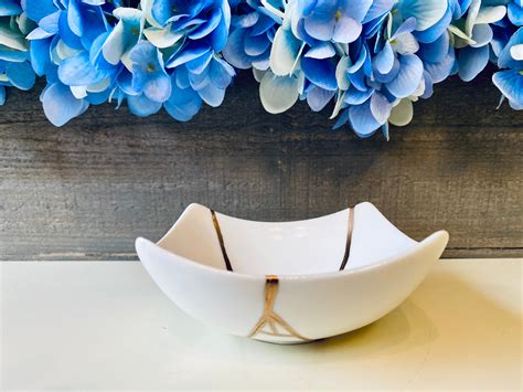 Kintsugi White Ring Dish Kintsugi Pottery Hone Decor Etsy