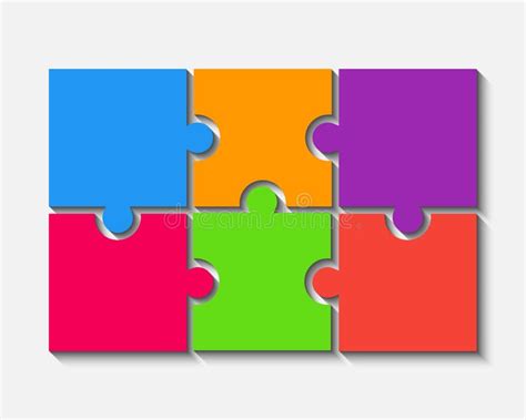 Color Puzzle Pieces JigSaw Six Steps Infographic Stock Vector Illustration Of Infographic