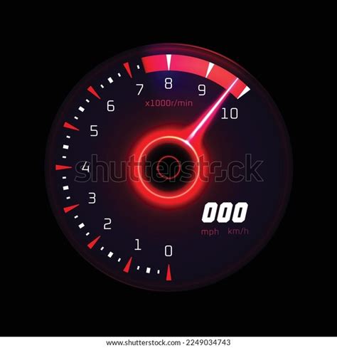 Car Glowing Speedometer Odometer Neon Tachometer Stock Vector Royalty Free 2249034743