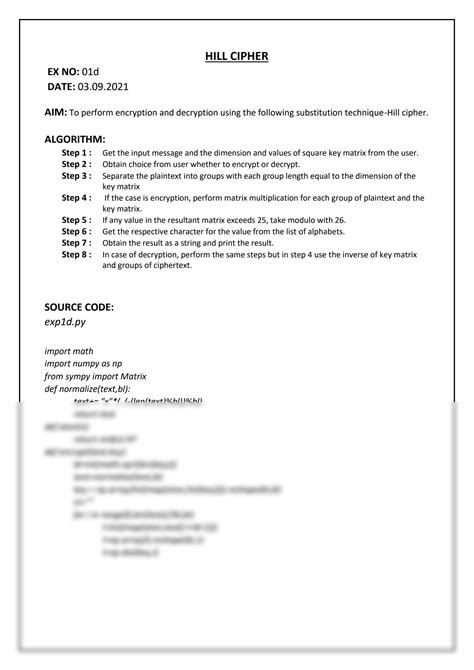 Solution Hill Cipher Studypool