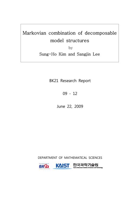 Pdf Markovian Combination Of Decomposable Model Structures