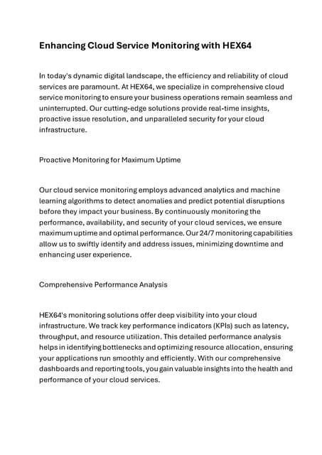 enhancing cloud service monitoring with hex64 pdf cloud computing