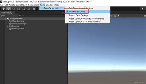 Unity3d 使用opencv插件报错：unsafe Code May Only Appear If Compiling With
