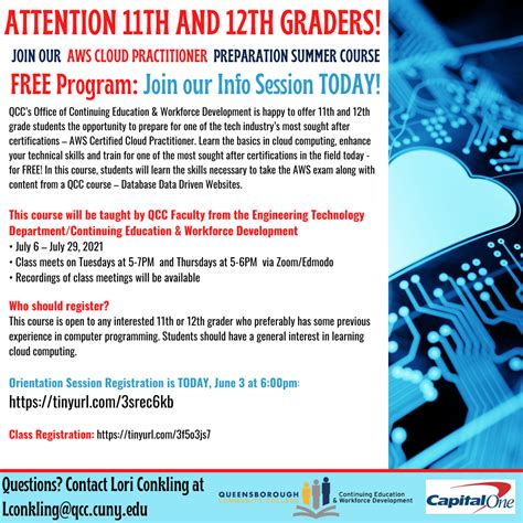 Continuing Education And Workforce Development Qcc — Free Program Aws Cloud Practitioner Prep