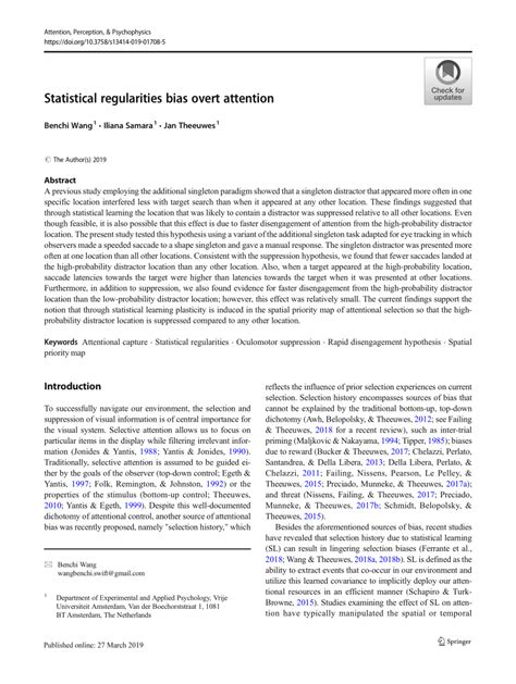 Pdf Statistical Regularities Bias Overt Attention
