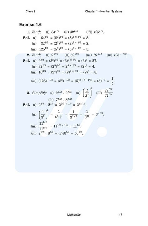 Ncert Solutions For Class 9 Maths Chapter 1 Exercise 1 6 Mathongo