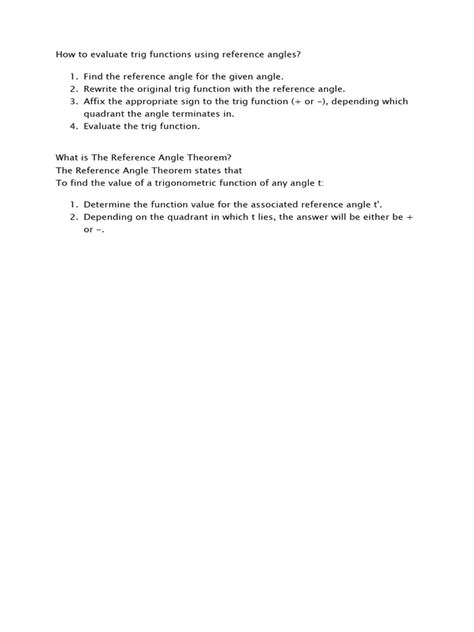 How To Evaluate Trig Functions Using Reference Angles Pdf