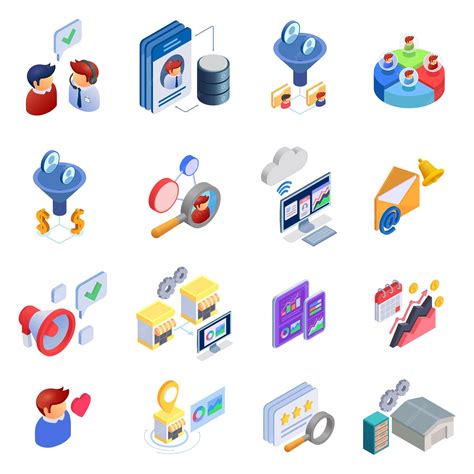Free Vector Crm Isometric Icons Set With Customer Relationship And