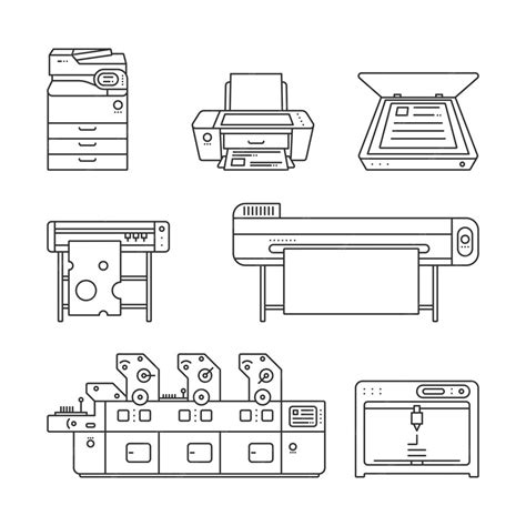 Premium Vector Collection Of Linearflat Offset Printer3d