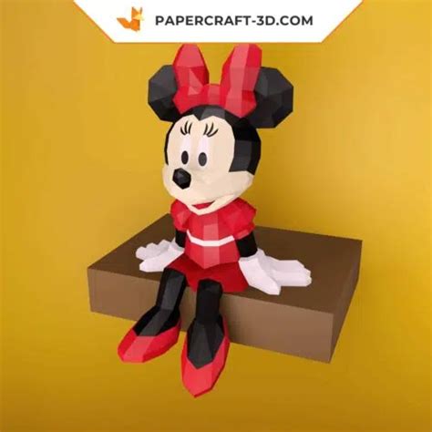 Papercraft Mickey Et Minnie Mouse En Origami 3d à Assembler