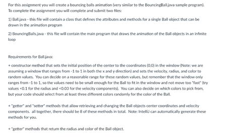 Solved For This Assignment You Will Create A Bouncing Balls Chegg