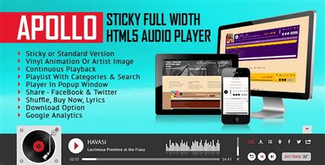sticky html5 music player with continuous playback code market