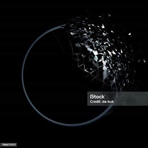 검은 색 배경에 격리 된 미래 지향적 인 골절 된 3d 구 디자인 요소 깨짐에 대한 스톡 사진 및 기타 이미지 깨짐 원형 추상적인 Istock