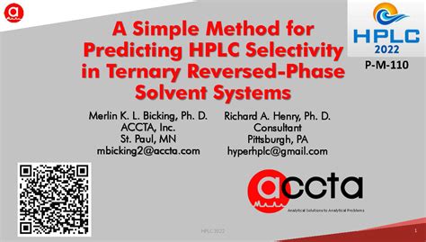 A Simple Method For Predicting Hplc Selectivity In Ternary Reversed Phase Solvent Systems Halo