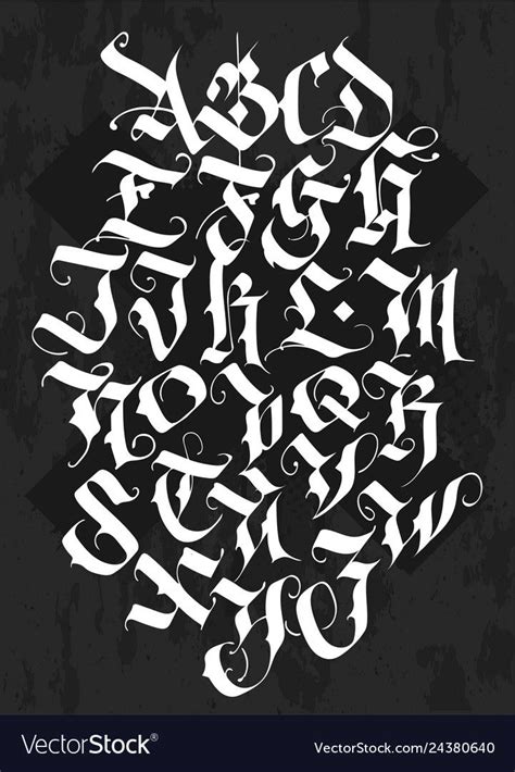 Full Alphabet In Gothic Style Vector Medieval Latin Letters