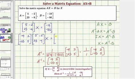 ex 1 solve the matrix equation ax b 2x2 youtube