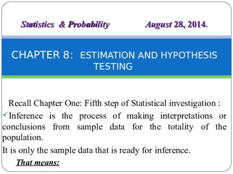 Ppt Estimation Prediction Test Of Hypothesis