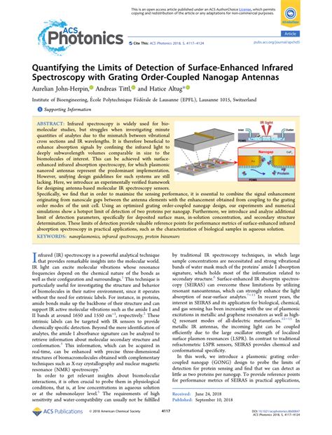 Pdf Quantifying The Limits Of Detection Of Surface Enhanced Infrared Spectroscopy With Grating