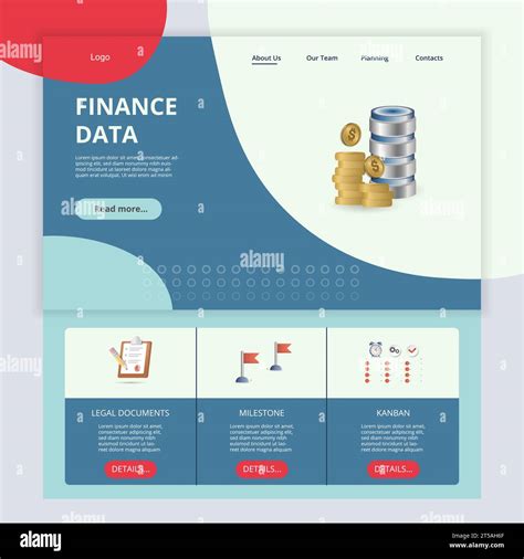 Finance Data Flat Landing Page Website Template Legal Documents Milestone Kanban Web Banner