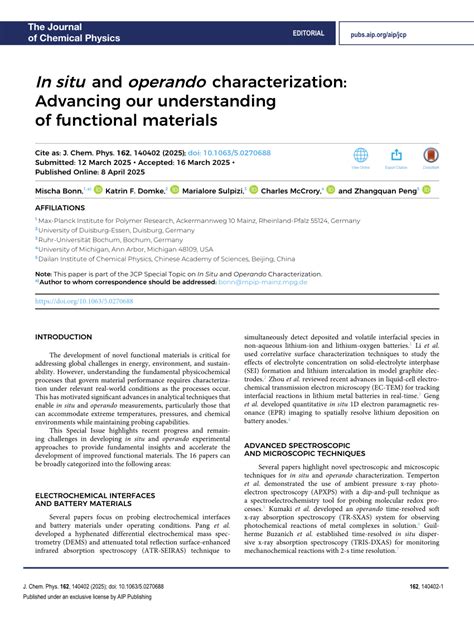 In Situ And Operando Characterization Advancing Our Understanding Of Functional Materials