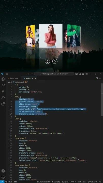 3d Image Gallery In Css And Javascript Html Css And Javascript Html5 Css Short Youtube