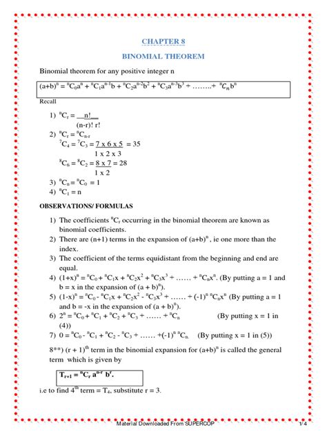 Chapter 8 Binomial Theorem Pdf Numerical Analysis Mathematical