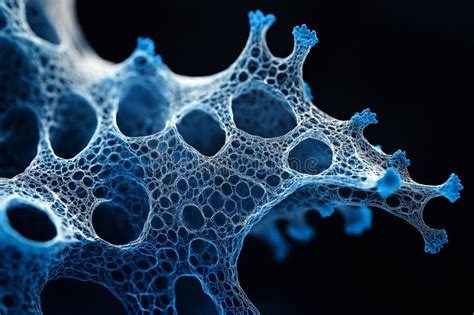 A Close Up Abstract Image Of A Blue And White Structure Resembling A Network Web Or Mesh Stock