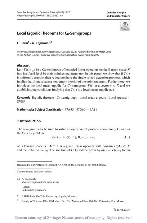 Local Ergodic Theorems For C0 Semigroups Request Pdf