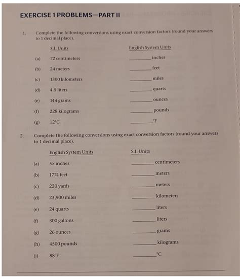 solved 1 complete the following conversions using exact