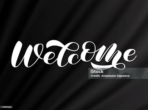 브러쉬 레터링을 환영합니다 카드 또는 포스터용 벡터 일러스트레이션 낱말에 대한 스톡 벡터 아트 및 기타 이미지 낱말 받기