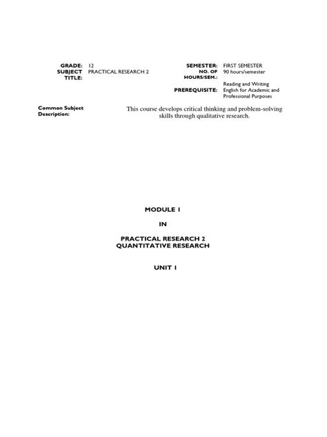 Pr2 Module 1 Pdf Scientific Method Methodology