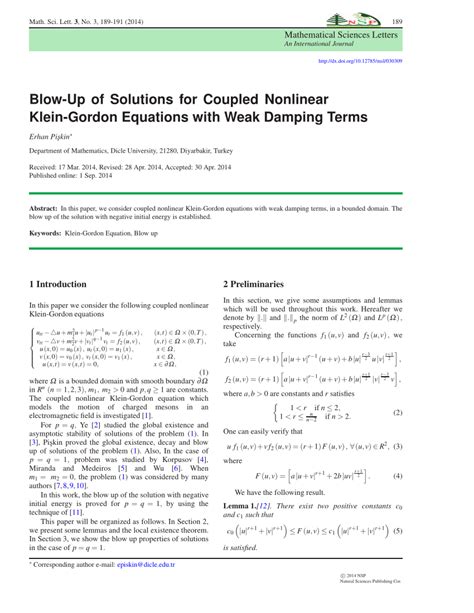 Pdf Blow Up Of Solutions For Coupled Nonlinear Klein Gordon Equations