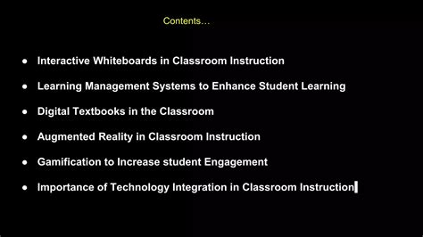 Technological Components Of Classroom Instruction Pptx