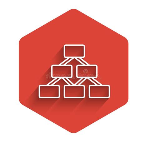 White Line Business Hierarchy Organogram Chart Infographics Icon Isolated With Long Shadow