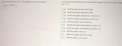 solved use transformations of f x 7x to graph the