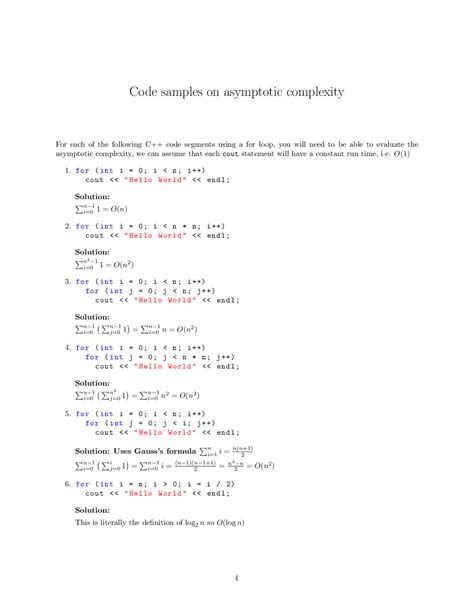 Algorithmic Asymptotic Complexity Exaples Docsity