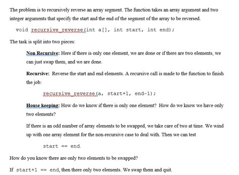 Solved The Problem Is To Recursively Reverse An Array Chegg Com