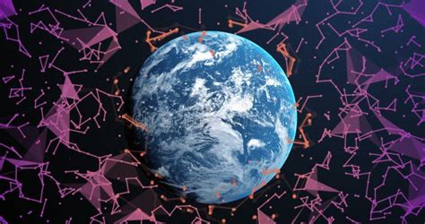 Animation Of Plexus Networks Floating Over A Globe Against Blue