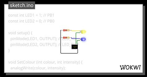 Attiny85 Bicolor Led Fader V1 Wokwi Esp32 Stm32 Arduino Simulator