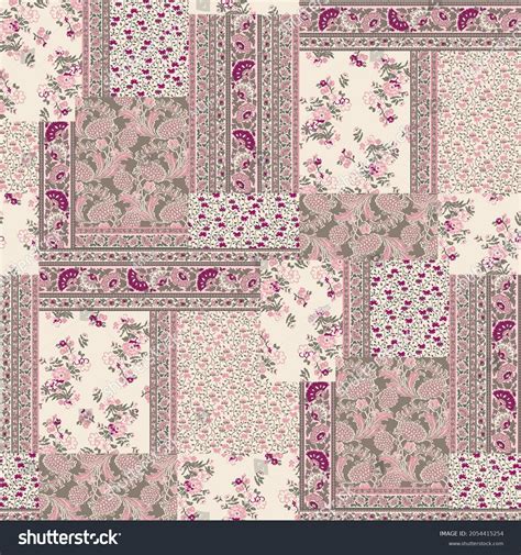 Seamless Patchwork Quilt Effect Fabric Design Stock Vector Royalty Free 2054415254 Shutterstock